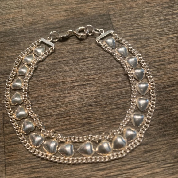 Jewelry | Vintage Sterling Silver Fas Heartlink Bracelet | Poshmark